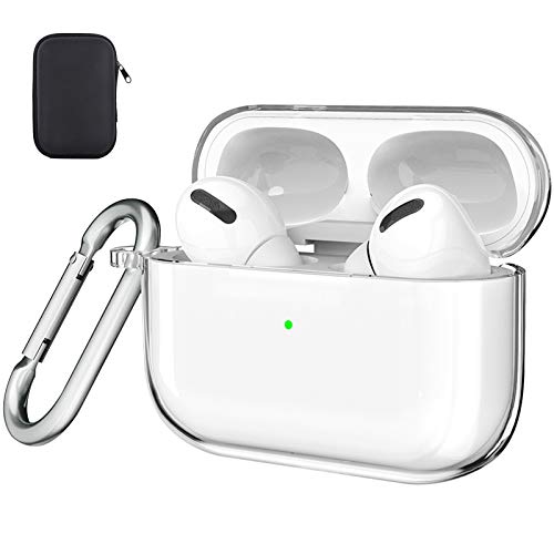 Valkit Compatible Airpods Pro Case Cover, Clear Airpod Pro Soft TPU Protective Case 2019 with Keychain Shockproof Cover for Apple Airpods Pro Charging Case [Front Led Visible] - Transparent