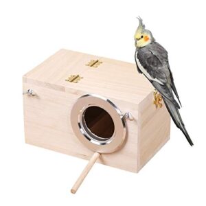 maotopcom bird nesting box, nest breeding box wood cockatiel parakeet lovebird pet house for cages(xl)