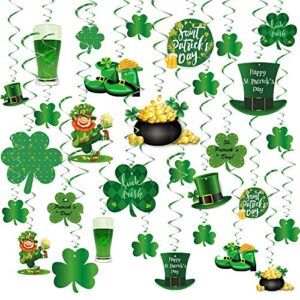 goer st. patrick's day party decorations,30 pcs irish shamrock st. patrick's day hanging swirls party supplies