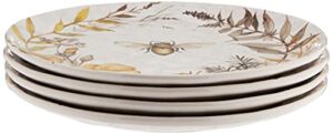 certified international bee sweet 10.75" dinner plates, set of 4, multi colored