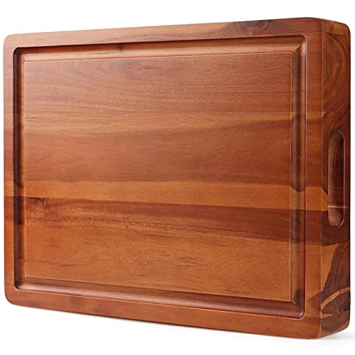 AIDEA Acacia Wood Double Thick Cutting Board,1.5"Thick Large Wood Cutting Board for Kitchen with Built-in Handle &Juice Groove for Meat and Vegetable(16''x12''x1.5'')