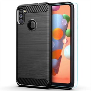 galaxy a11 case,samsung a11 case,with hd screen protector,maikezi soft tpu slim fashion non-slip protective phone case cover for samsung galaxy a11(black brushed tpu)