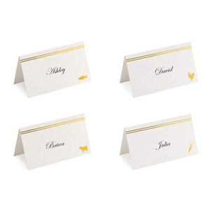 Set of 50 place cards with 200 Meal Choice stickers (Gold)