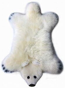 gracefur australia sheepskin rug super soft cuddly bear design area rug for children's room and living room decorative carpet single pelt (white bear rug)