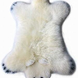 Gracefur Australia Sheepskin Rug Super Soft Cuddly Bear Design Area Rug for Children's Room and Living Room Decorative Carpet Single Pelt (White Bear Rug)