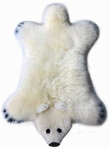 Gracefur Australia Sheepskin Rug Super Soft Cuddly Bear Design Area Rug for Children's Room and Living Room Decorative Carpet Single Pelt (White Bear Rug)