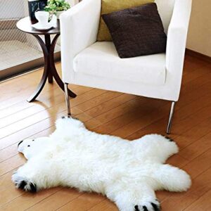 Gracefur Australia Sheepskin Rug Super Soft Cuddly Bear Design Area Rug for Children's Room and Living Room Decorative Carpet Single Pelt (White Bear Rug)