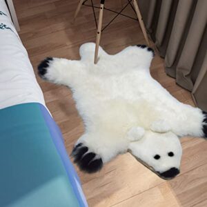 Gracefur Australia Sheepskin Rug Super Soft Cuddly Bear Design Area Rug for Children's Room and Living Room Decorative Carpet Single Pelt (White Bear Rug)