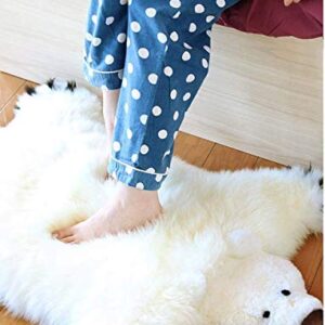 Gracefur Australia Sheepskin Rug Super Soft Cuddly Bear Design Area Rug for Children's Room and Living Room Decorative Carpet Single Pelt (White Bear Rug)