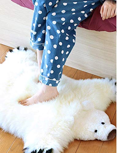 Gracefur Australia Sheepskin Rug Super Soft Cuddly Bear Design Area Rug for Children's Room and Living Room Decorative Carpet Single Pelt (White Bear Rug)