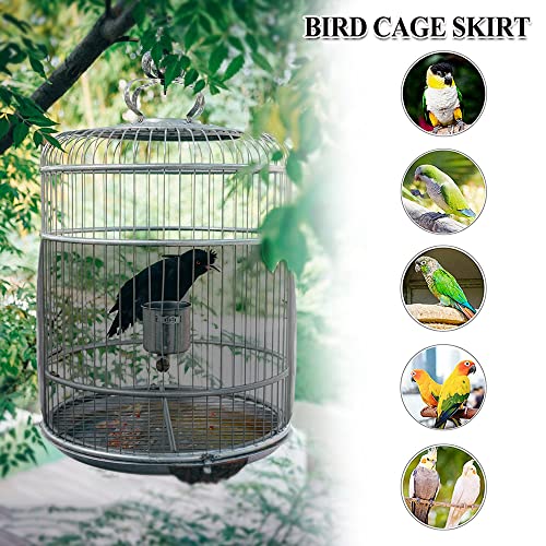 ASOCEA Bird Cage Seed Catcher,Universal Bird Cage Cover Skirt,Adjustable Parakeet Cage Nylon Mesh Netting for Round Square Cages Prevent Scatter and Mess- Black 78.7Inch (Not Include Birdcage)