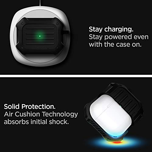 Spigen Tough Armor Designed for Apple Airpods Pro Case Cover with Keychain (2019) - Black