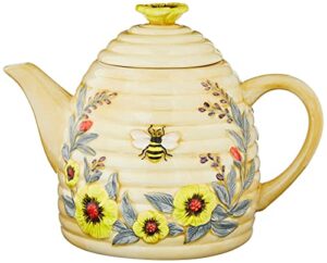 bee sweet 32 oz. 3-d beehive teapot ceramic,multi colored