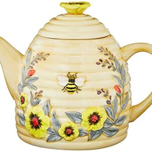 Bee Sweet 32 oz. 3-D Beehive Teapot Ceramic,Multi Colored