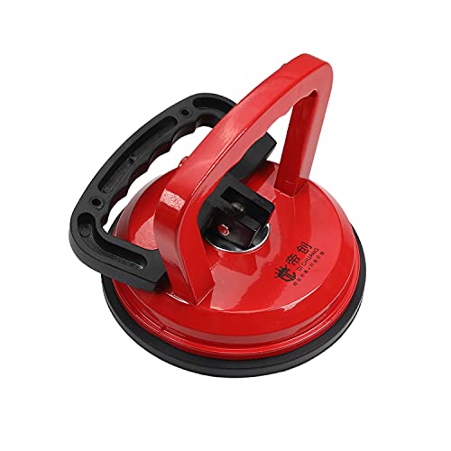 Utoolmart Vacuum Suction Cup Glass Lifter for Glass/Tiles,Dent Remover Gripper Aluminum Sucker Plate, Double Handle Locking Red