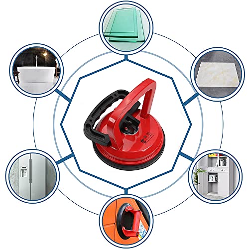 Utoolmart Vacuum Suction Cup Glass Lifter for Glass/Tiles,Dent Remover Gripper Aluminum Sucker Plate, Double Handle Locking Red