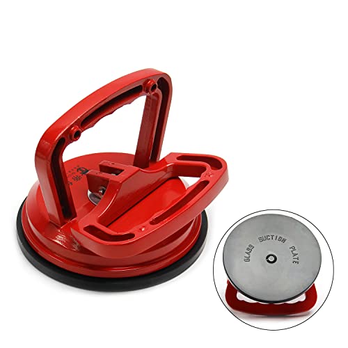 Utoolmart Vacuum Suction Cup Glass Lifter for Glass/Tiles,Dent Remover Gripper Aluminum Sucker Plate, Double Handle Locking Red