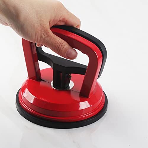 Utoolmart Vacuum Suction Cup Glass Lifter for Glass/Tiles,Dent Remover Gripper Aluminum Sucker Plate, Double Handle Locking Red