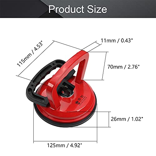 Utoolmart Vacuum Suction Cup Glass Lifter for Glass/Tiles,Dent Remover Gripper Aluminum Sucker Plate, Double Handle Locking Red