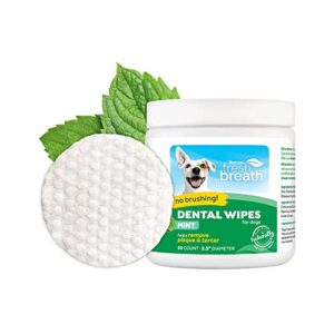 tropiclean fresh breath no brushing clean teeth dental & oral care dental wipes for dogs, 50ct - teeth cleaning wipes - helps wipe away plaque & tartar - freshens breath - no brushing required