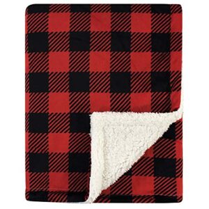 hudson baby unisex baby plush mink and sherpa blanket, buffalo plaid, one size