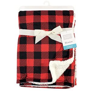 Hudson Baby Unisex Baby Plush Mink and Sherpa Blanket, Buffalo Plaid, One Size