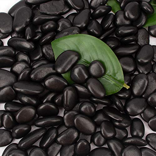 18 Pounds Black Decorative Pebbles Small Aquarium Gravel River Rock,Garden Ornamental Pebbles Rocks, Natural Polished Decorative Gravel,Decorative Stones,Pebbles,Decor Gravel for Landscaping (Black)