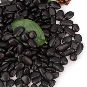 18 Pounds Black Decorative Pebbles Small Aquarium Gravel River Rock,Garden Ornamental Pebbles Rocks, Natural Polished Decorative Gravel,Decorative Stones,Pebbles,Decor Gravel for Landscaping (Black)