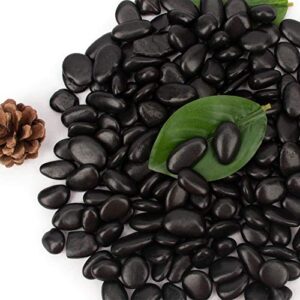 18 Pounds Black Decorative Pebbles Small Aquarium Gravel River Rock,Garden Ornamental Pebbles Rocks, Natural Polished Decorative Gravel,Decorative Stones,Pebbles,Decor Gravel for Landscaping (Black)