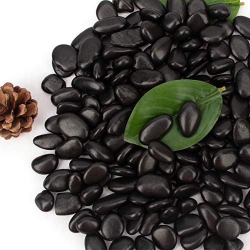 18 Pounds Black Decorative Pebbles Small Aquarium Gravel River Rock,Garden Ornamental Pebbles Rocks, Natural Polished Decorative Gravel,Decorative Stones,Pebbles,Decor Gravel for Landscaping (Black)