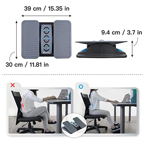 Balance 1 Ergonomic Office Footrest for Sitting Posture Correction Footrest with Massage Roller Under Desk Footrest for Home, Office (Grey)