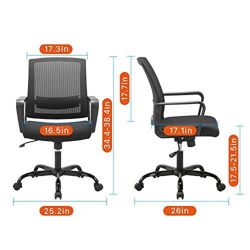 CLATINA Ergonomic Rolling Mesh Desk Chair with Executive Lumbar Support and Adjustable Swivel Design for Home Office Computer Black 4 Pack