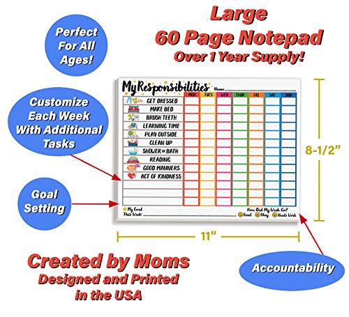 Tiny Expressions Weekly Responsibility Chart Notepad for Kids (My Responsibilities)