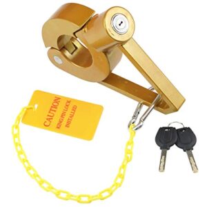 KAYCENTOP Kingpin Lock Fifth Wheel Lock Heavy Duty Alloy 5th Wheel Security Anti Theft King Pin Lock with Caution Tag Great Deterrent for Trailers Tractor RV