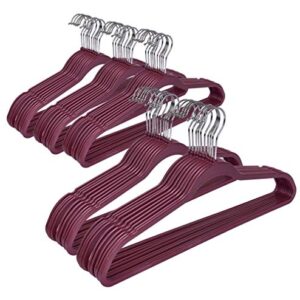 Quality Hangers Clothes Hangers 50 Pack - Non-Velvet Plastic Hangers for Clothes -Heavy Duty Coat Hanger Set -Space-Saving Closet Hangers with Chrome Swivel Hook, Non-Flocked Hangers, Raspberry