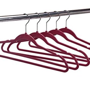 Quality Hangers Clothes Hangers 50 Pack - Non-Velvet Plastic Hangers for Clothes -Heavy Duty Coat Hanger Set -Space-Saving Closet Hangers with Chrome Swivel Hook, Non-Flocked Hangers, Raspberry