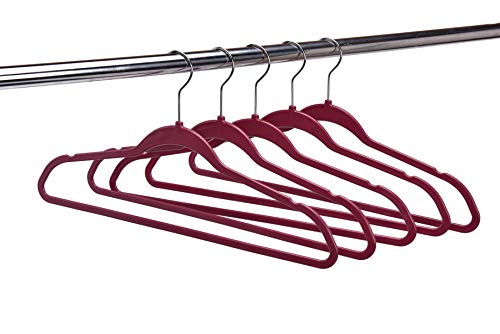 Quality Hangers Clothes Hangers 50 Pack - Non-Velvet Plastic Hangers for Clothes -Heavy Duty Coat Hanger Set -Space-Saving Closet Hangers with Chrome Swivel Hook, Non-Flocked Hangers, Raspberry