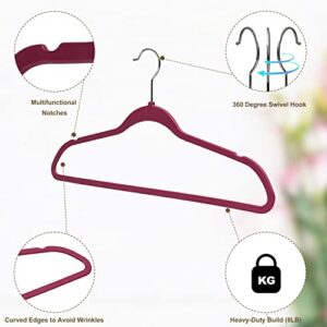 Quality Hangers Clothes Hangers 50 Pack - Non-Velvet Plastic Hangers for Clothes -Heavy Duty Coat Hanger Set -Space-Saving Closet Hangers with Chrome Swivel Hook, Non-Flocked Hangers, Raspberry