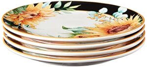 certified international sunflower fields 10.75" dinner plates, set of 4, multi colored