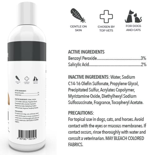 Smiling Paws Pets - Itch Relief Shampoo for Pets - Contains Benzoyl Peroxide - Kills Fleas - Relieves Allergies, Itching, Dermatitis, Mange, Dandruff, Mites, Acne, Demodex, Seborrhea, Pyoderma - 12oz