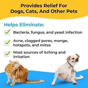 Smiling Paws Pets - Itch Relief Shampoo for Pets - Contains Benzoyl Peroxide - Kills Fleas - Relieves Allergies, Itching, Dermatitis, Mange, Dandruff, Mites, Acne, Demodex, Seborrhea, Pyoderma - 12oz