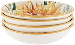 certified international sunflower fields 9" soup/pasta bowls, set of 4, multi colored