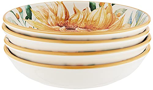 Certified International Sunflower Fields 9" Soup/Pasta Bowls, Set of 4, Multi Colored