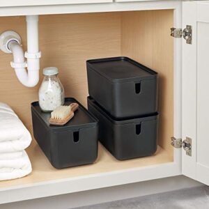 iDesign 29847 Cade BPA-Free Plastic Toilet Paper Storage Bin with Lid, Matte Black