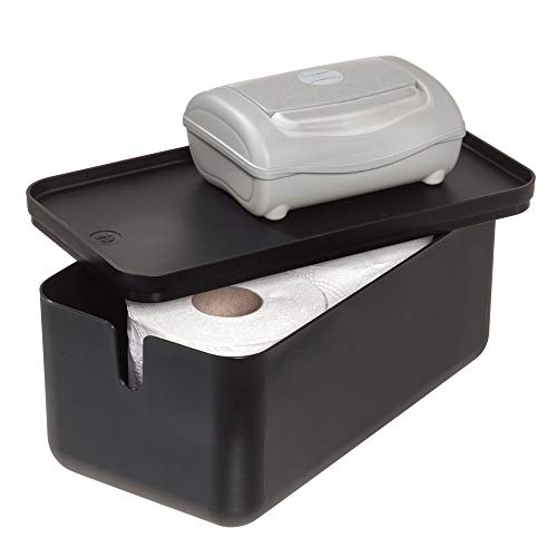 iDesign 29847 Cade BPA-Free Plastic Toilet Paper Storage Bin with Lid, Matte Black