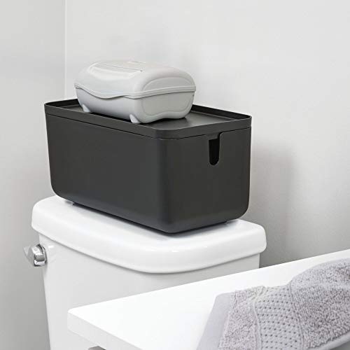 iDesign 29847 Cade BPA-Free Plastic Toilet Paper Storage Bin with Lid, Matte Black