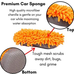 BIRDROCK HOME Car Wash Kit - Microfiber Cleaner - Tire Wheel Brush - Sponge - Duster - Extendable Cleaning Tool - Detailing Set