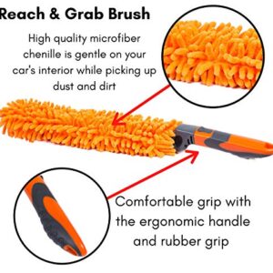 BIRDROCK HOME Car Wash Kit - Microfiber Cleaner - Tire Wheel Brush - Sponge - Duster - Extendable Cleaning Tool - Detailing Set