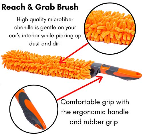 BIRDROCK HOME Car Wash Kit - Microfiber Cleaner - Tire Wheel Brush - Sponge - Duster - Extendable Cleaning Tool - Detailing Set