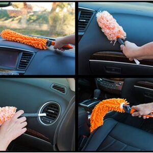 BIRDROCK HOME Car Wash Kit - Microfiber Cleaner - Tire Wheel Brush - Sponge - Duster - Extendable Cleaning Tool - Detailing Set